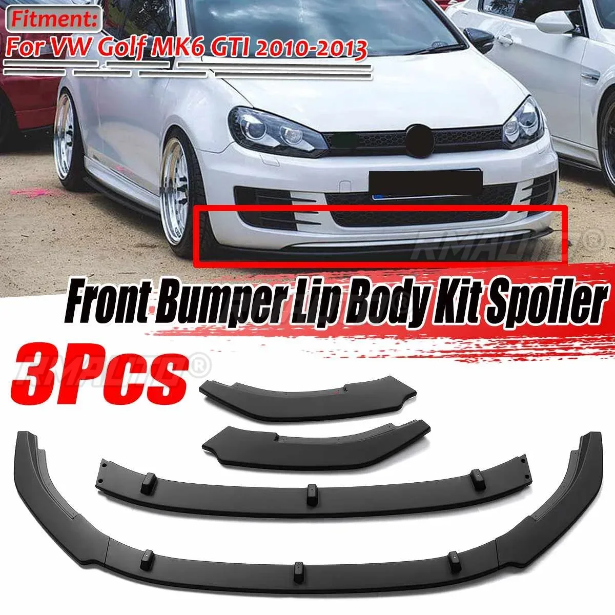 High Quality 3 Piece Car Front Bumper Splitter Lip Diffuser Chin ...