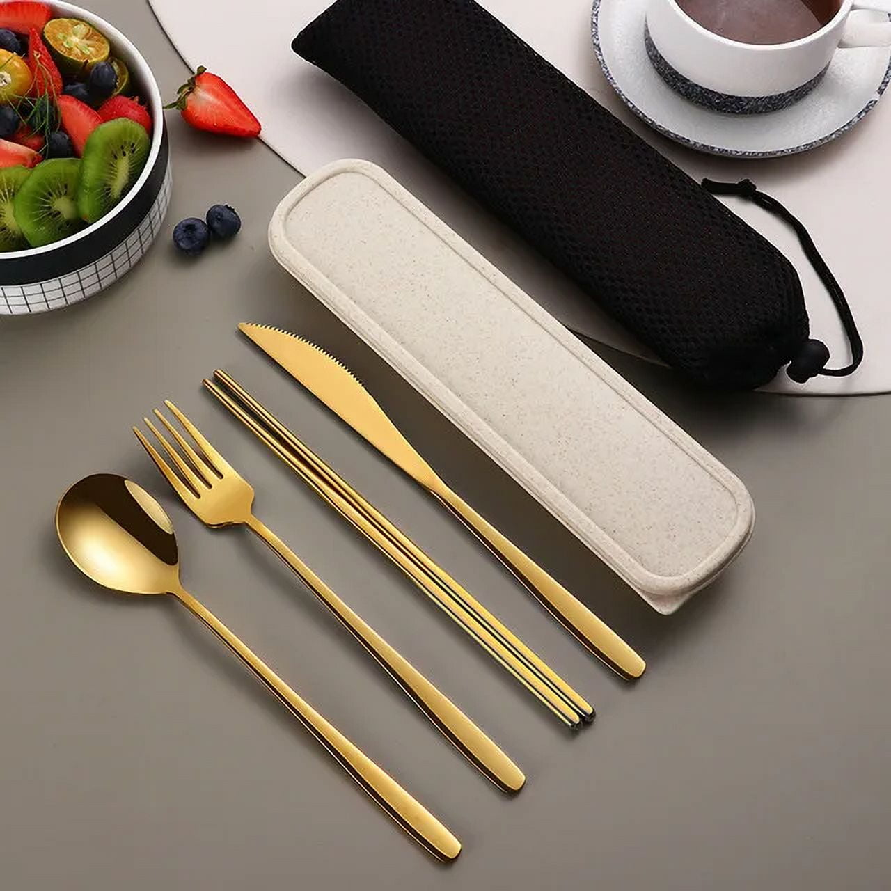High-Quality 304 Stainless Steel Portable Cutlery Set: Travel Flatware ...