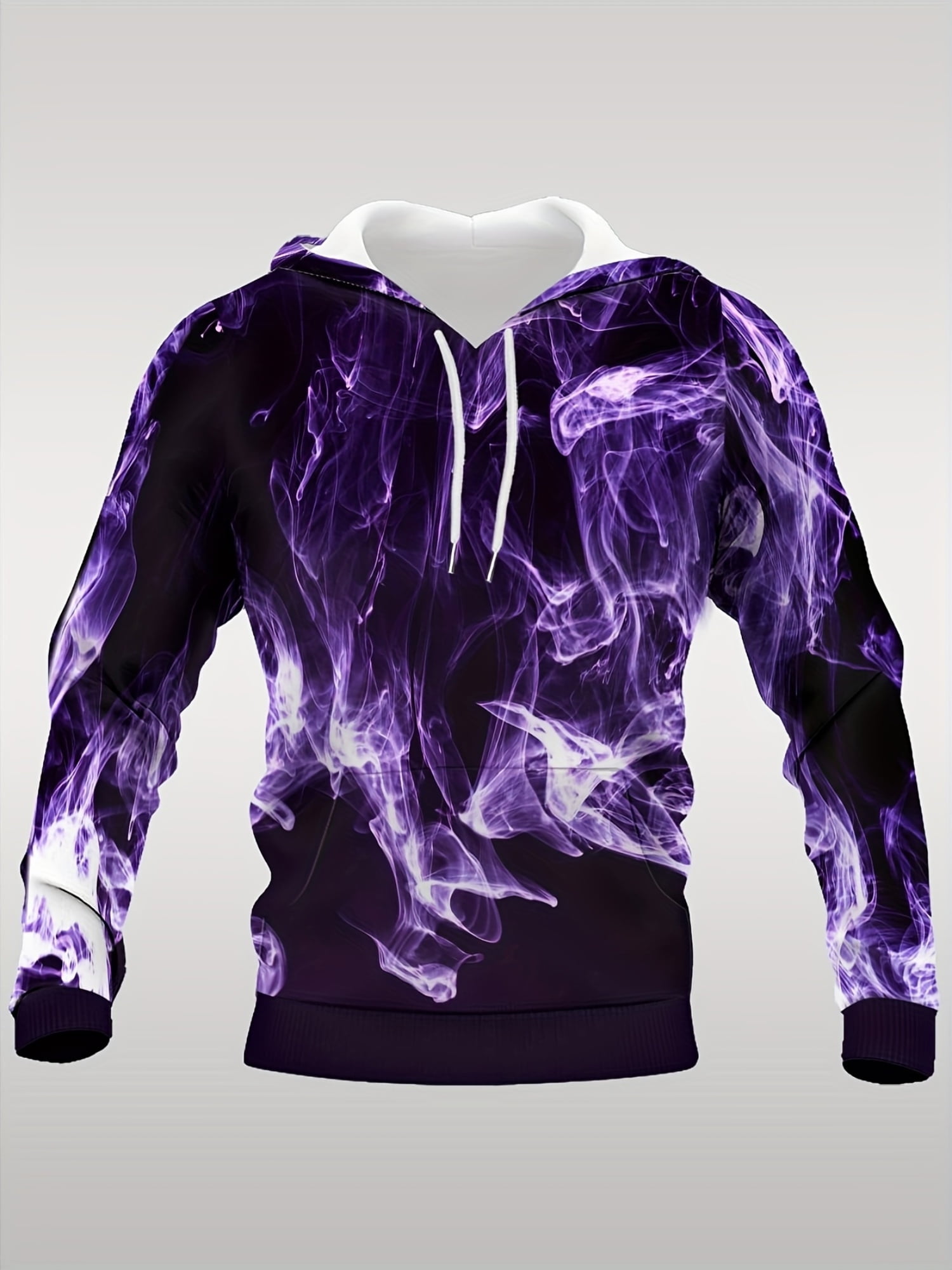 High-Quality 3D Digital Print HD Purple Smoke Pattern Hoodie, Men's ...