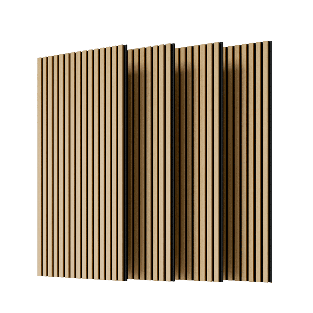 High-Quality 3D Fluted Wood Acoustic Panels, 4-Pack Decorative Slat ...
