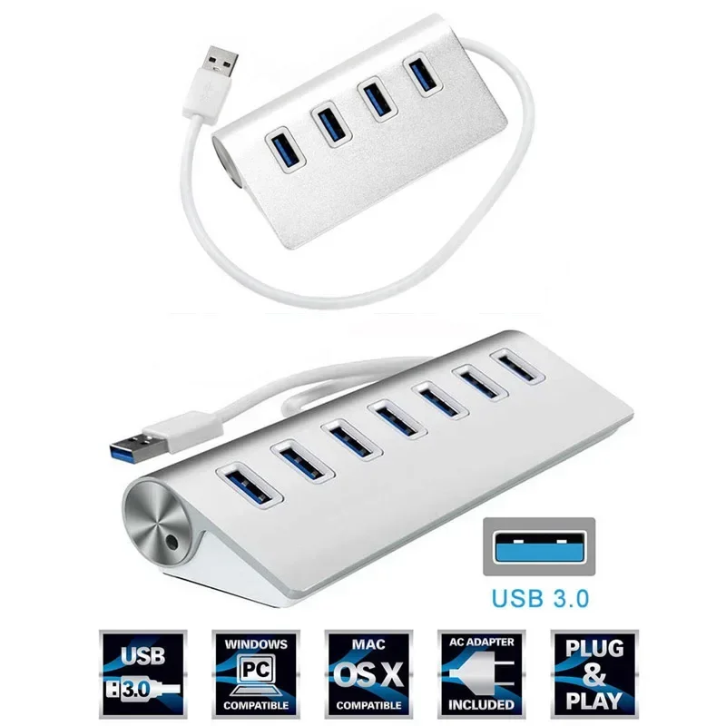 High Quality Aluminium 4 Ports / 7 Ports Usb 3.0 Hub Usb Splitter ...