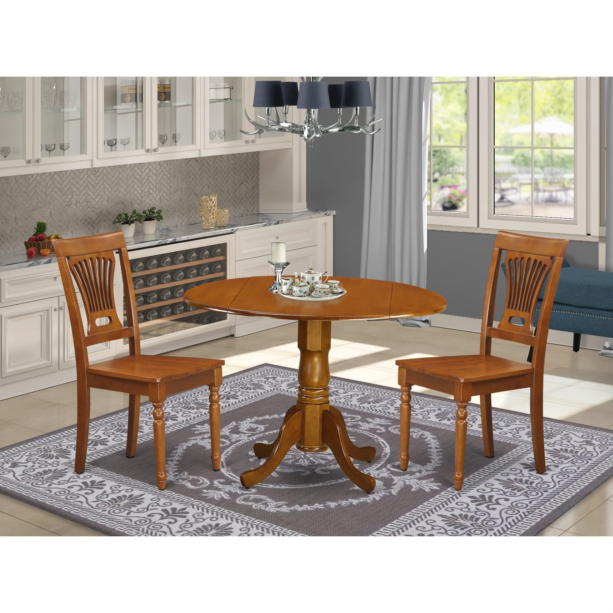 High-Quality Asian Solid Wood Round Kitchen Table Set with Drop Leaves ...