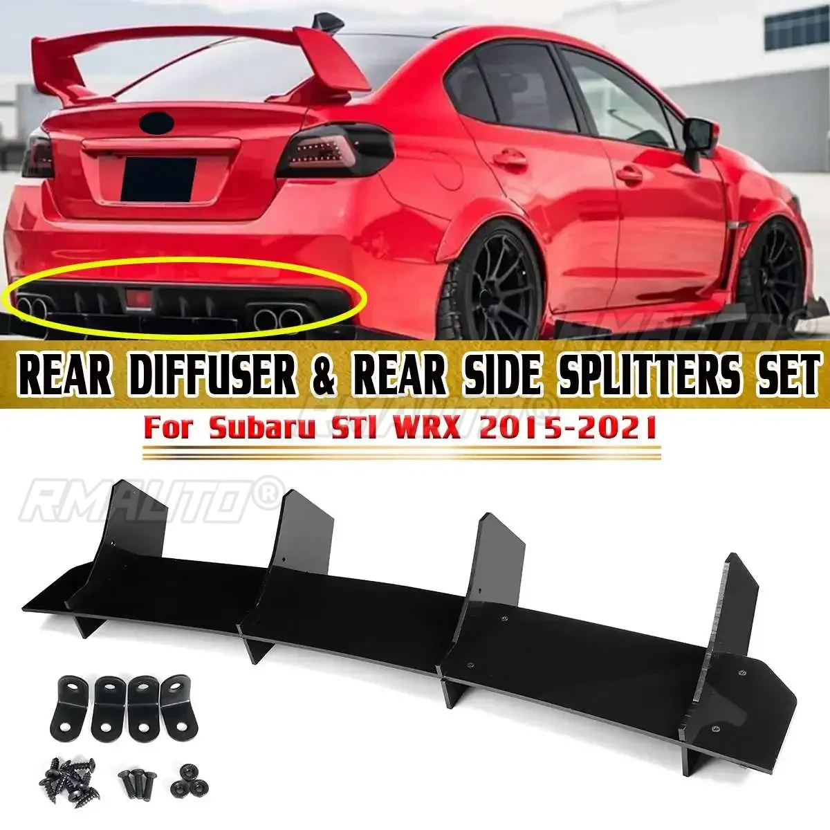 High Quality Car Rear Bumper Diffuser Rear Side Splitters Set For ...