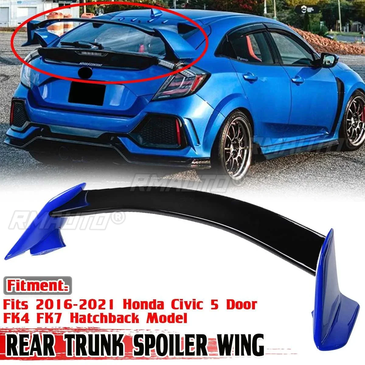 High Quality Car Rear Spoiler Wing Lip Extension For Honda Civic 5 Door FK4 FK7 Hatchback 2016 ...