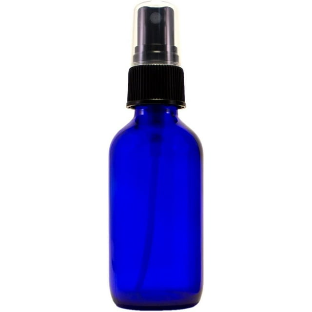 High Quality Cobalt Blue Round Glass Bottle With Black Fine Mist