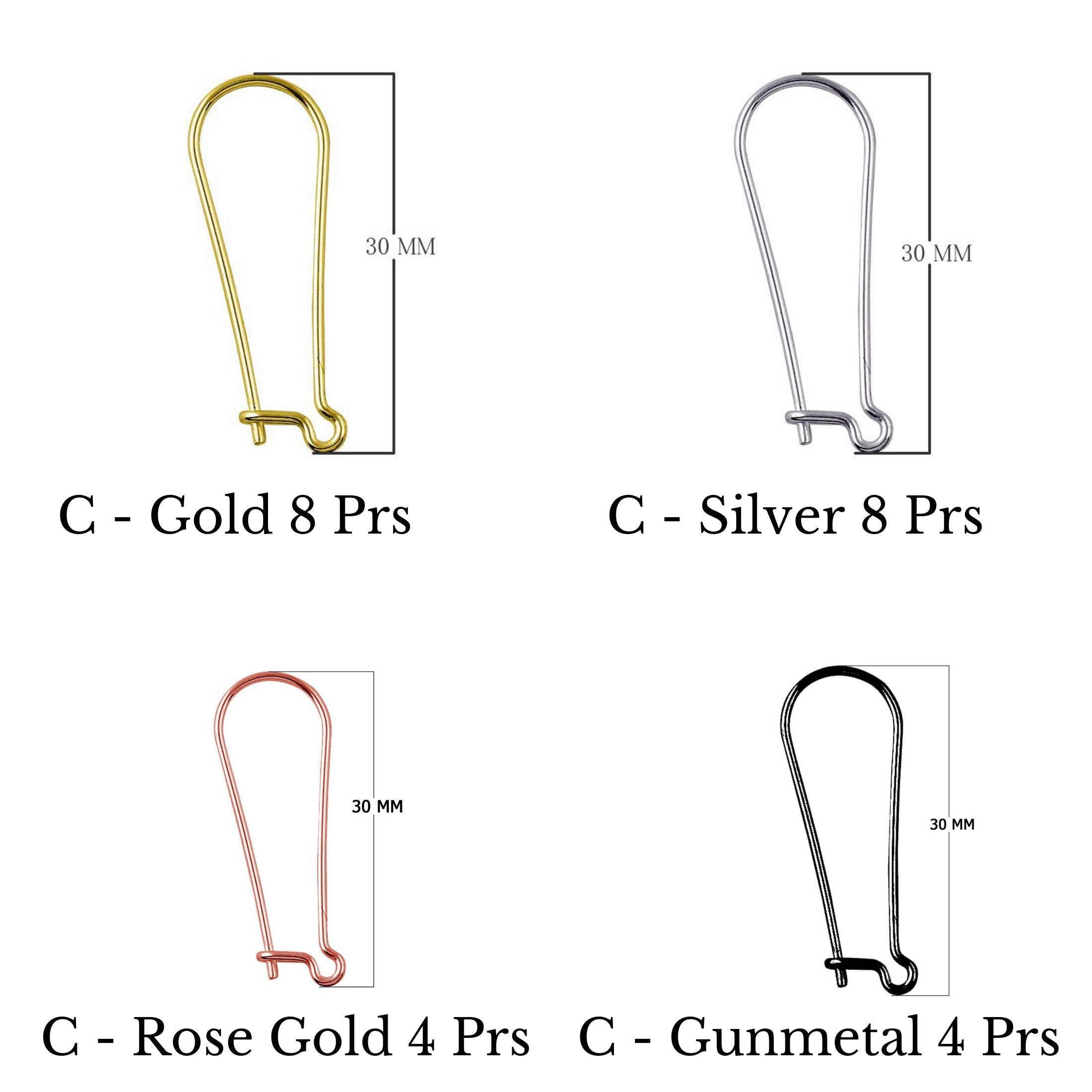 High Quality Earring Wire | Kidney Shaped Hoop | 18k Gold Silver Rose ...