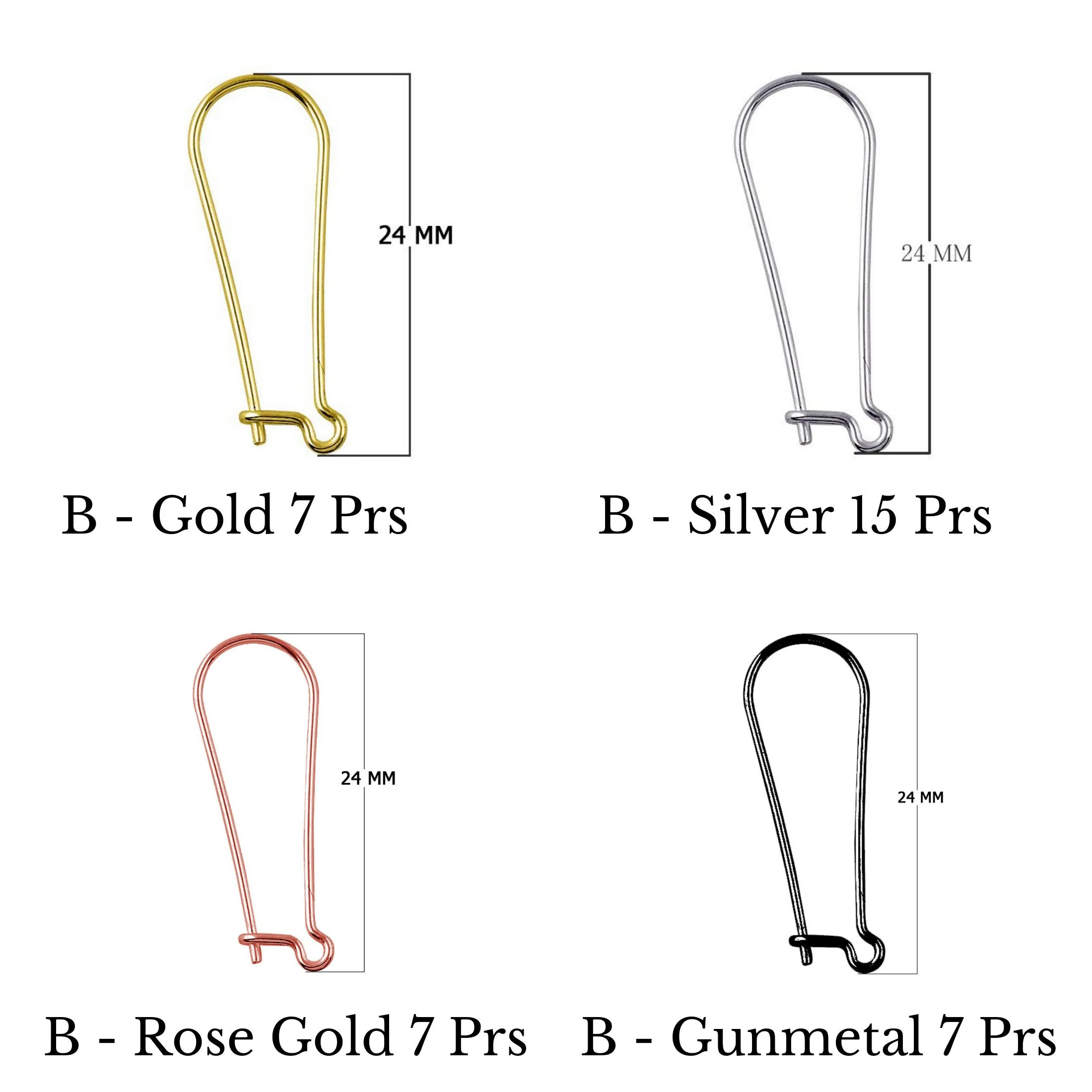 High Quality Earring Wire | Kidney Shaped Hoop | 18k Gold Silver Rose ...