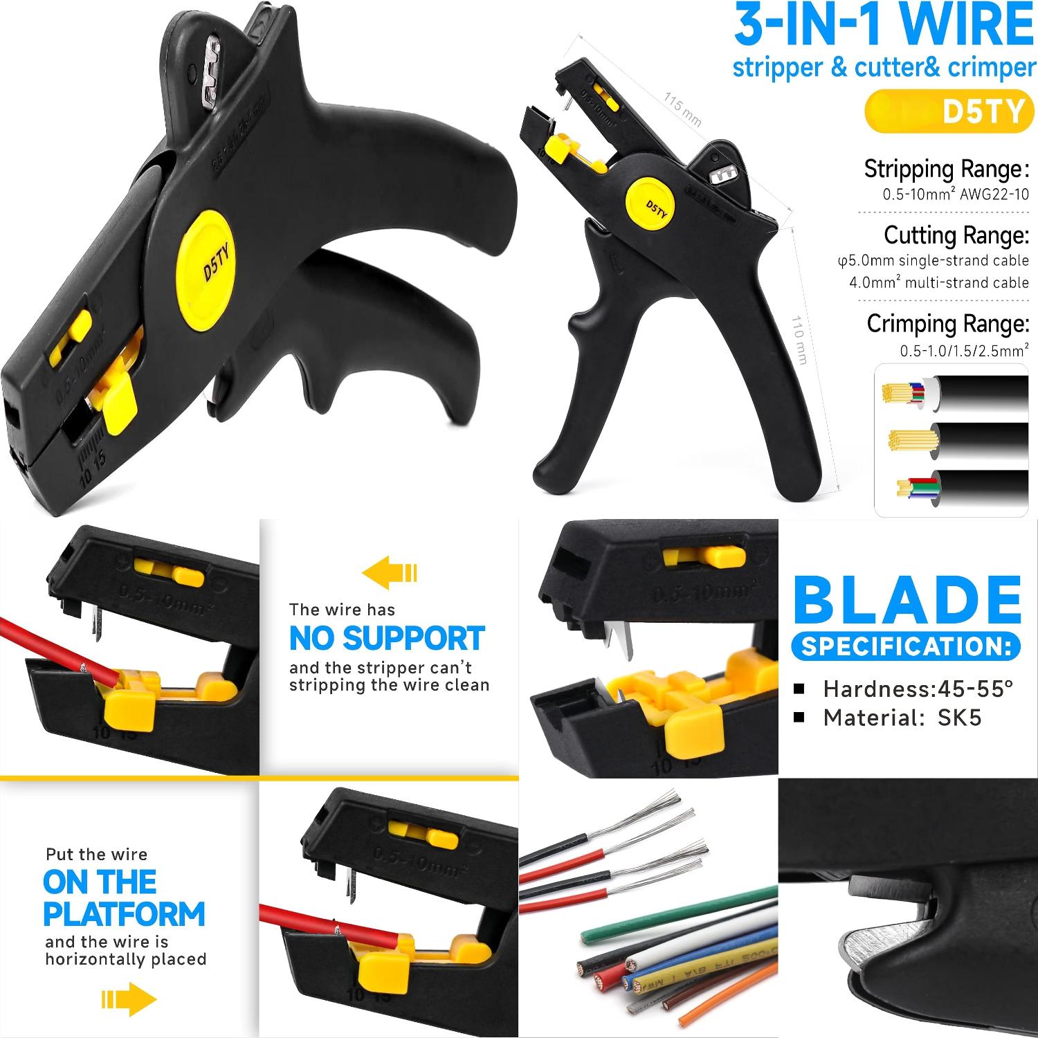 High-Quality Ergonomic Top-Grade Wire Cutter Stripper - WK-D5 Heavy ...