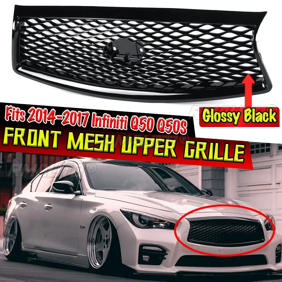 High Quality Front Bumper Center Mesh Grill For Infiniti Q50 Q50S 2014 ...