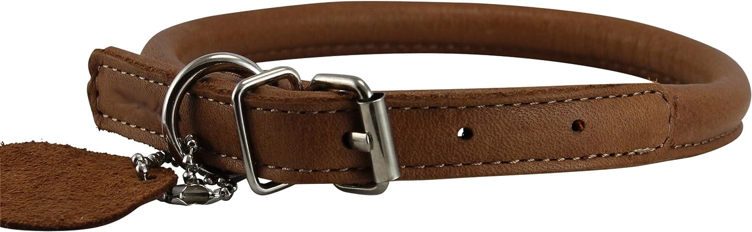 High Quality Genuine Leather Rolled Dog Collar 10.5"- 14" neck size ...