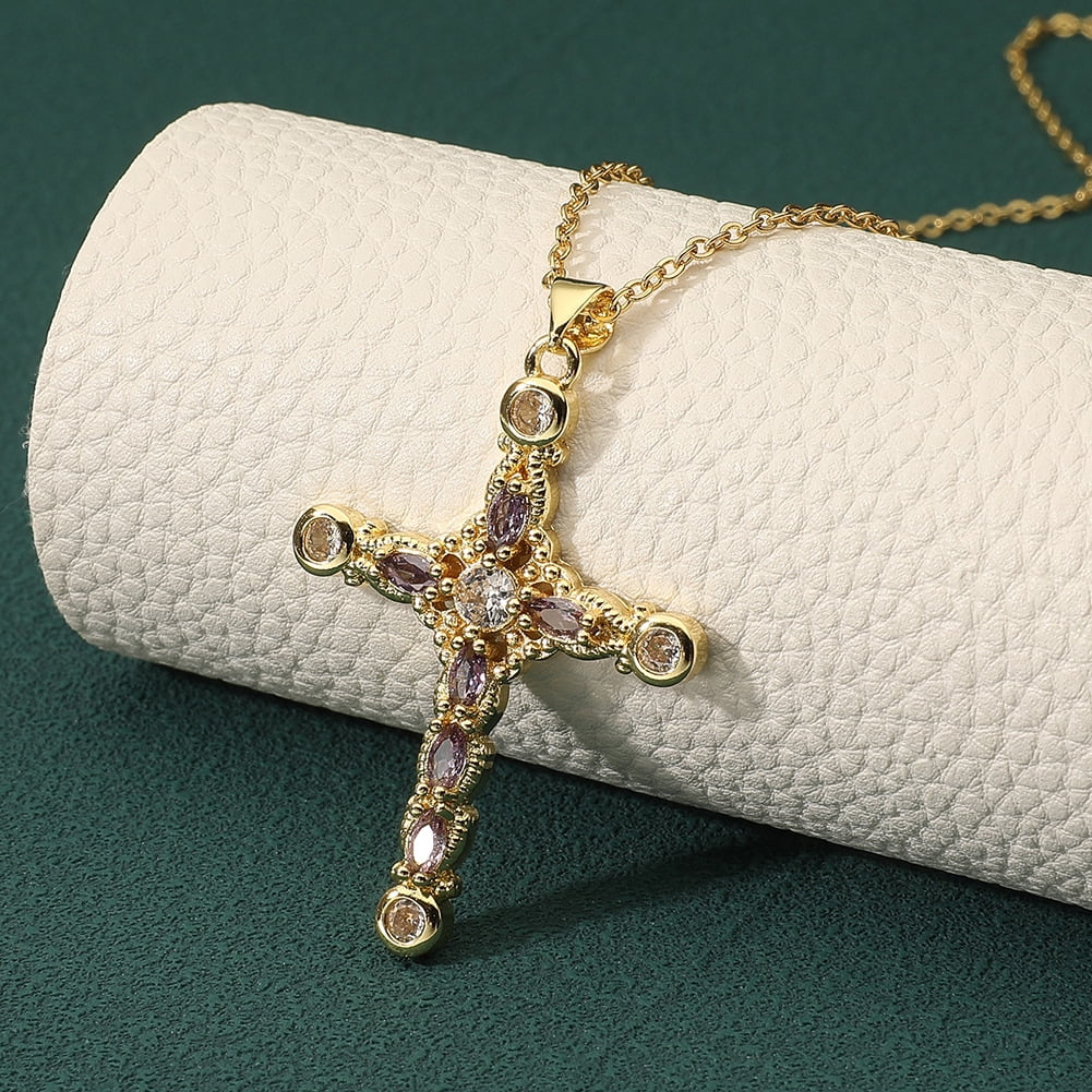High Quality Golden Color Cross Pendant AAA CZ Zircon Pave Setting ...