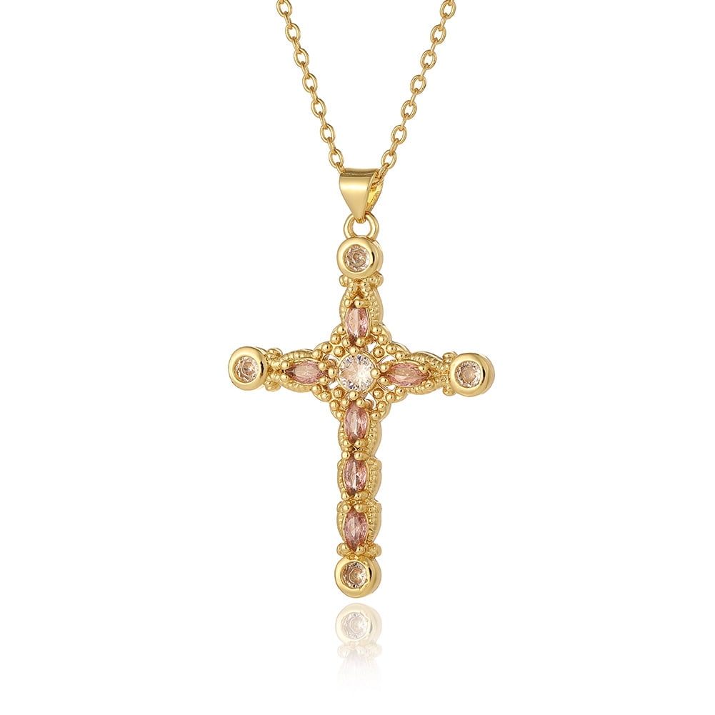 High Quality Golden Color Cross Pendant AAA CZ Zircon Pave Setting ...
