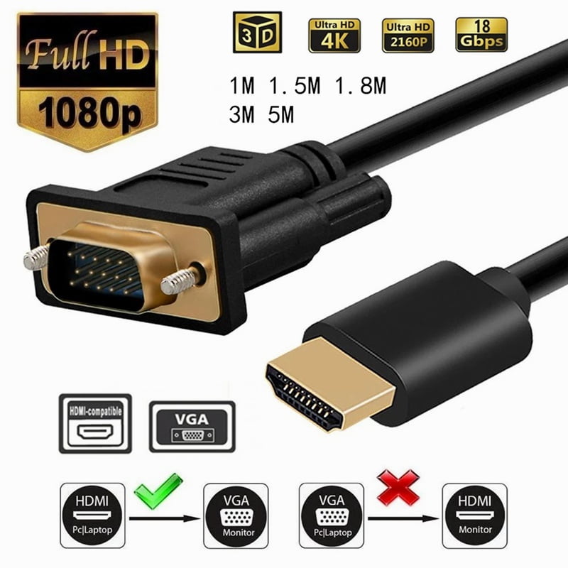 High Quality HDMI Compatible Cable To VGA Adapter Digital 2160P HD with ...