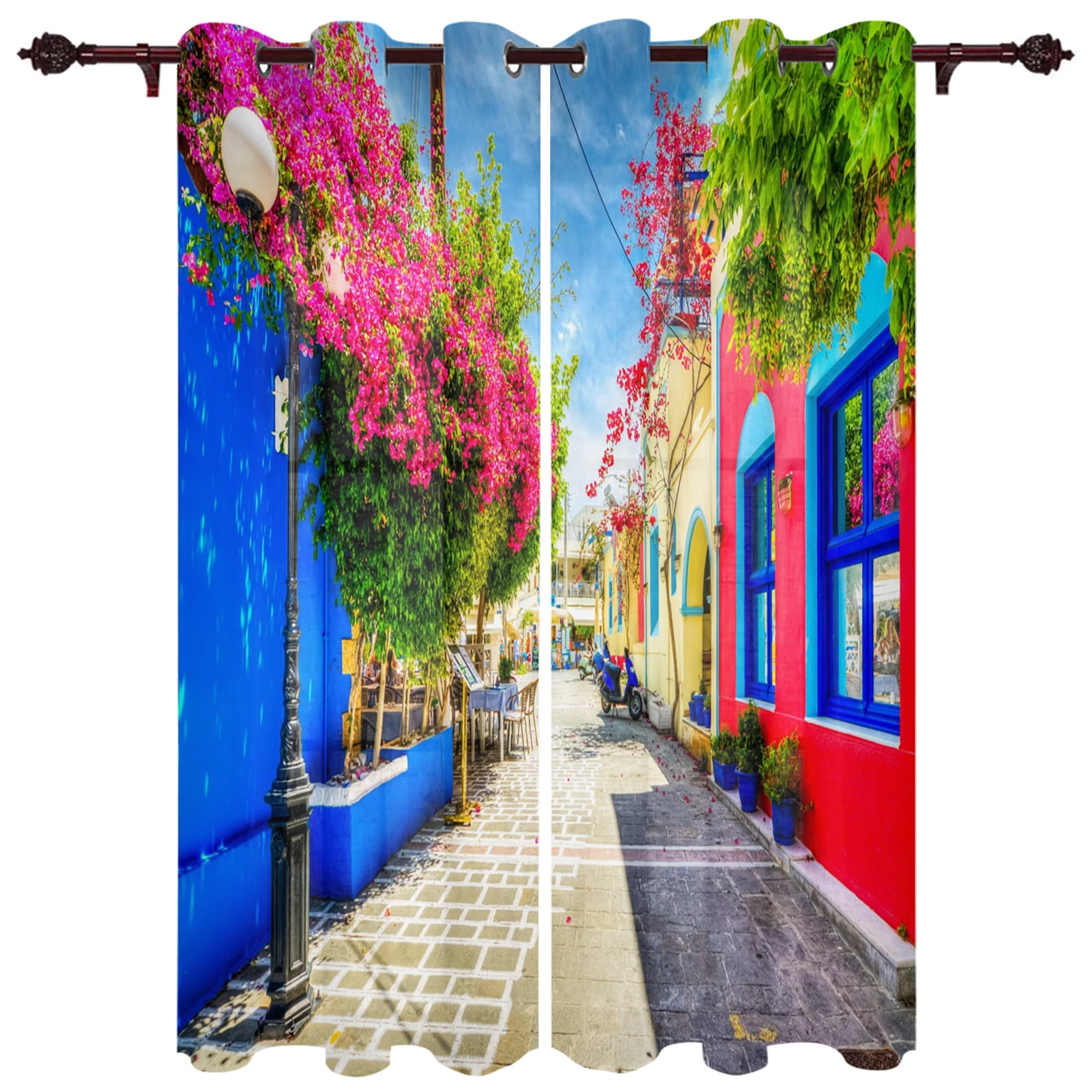 High Quality Home Curtains Greece Building Garden Living Room Bedroom ...