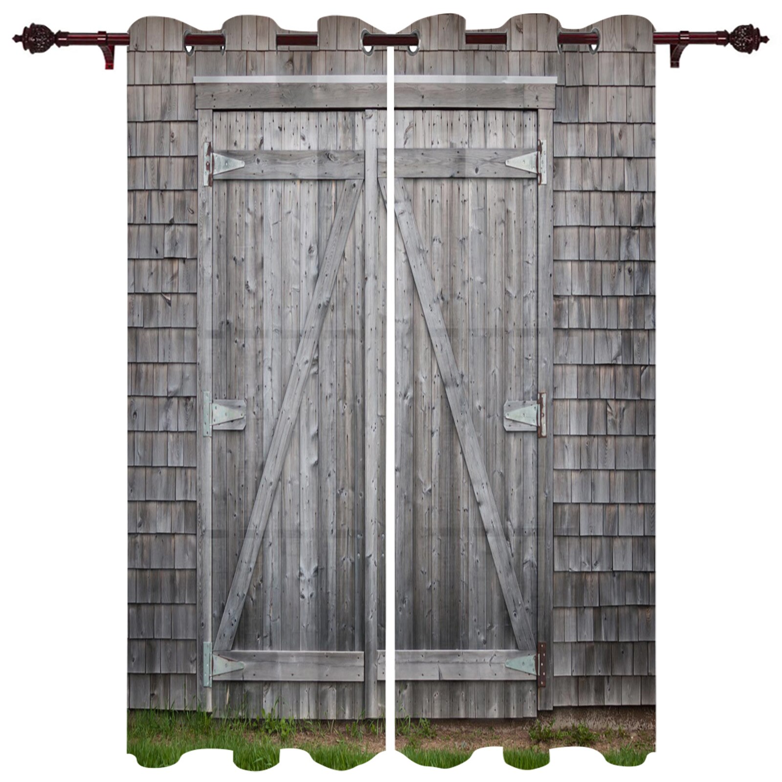 High Quality Home Curtains Wooden Door Brick Wall Living Room Bedroom ...