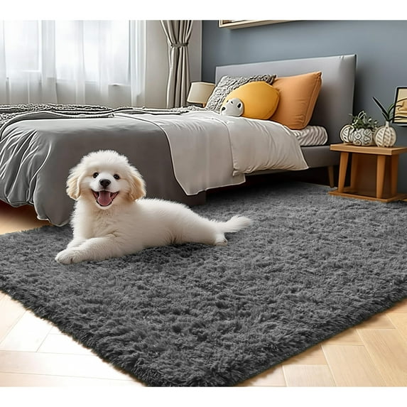 High Quality Hypoallergenic Faux Fur Rug 60 x 96 Inch Grey Fluffy Non ...