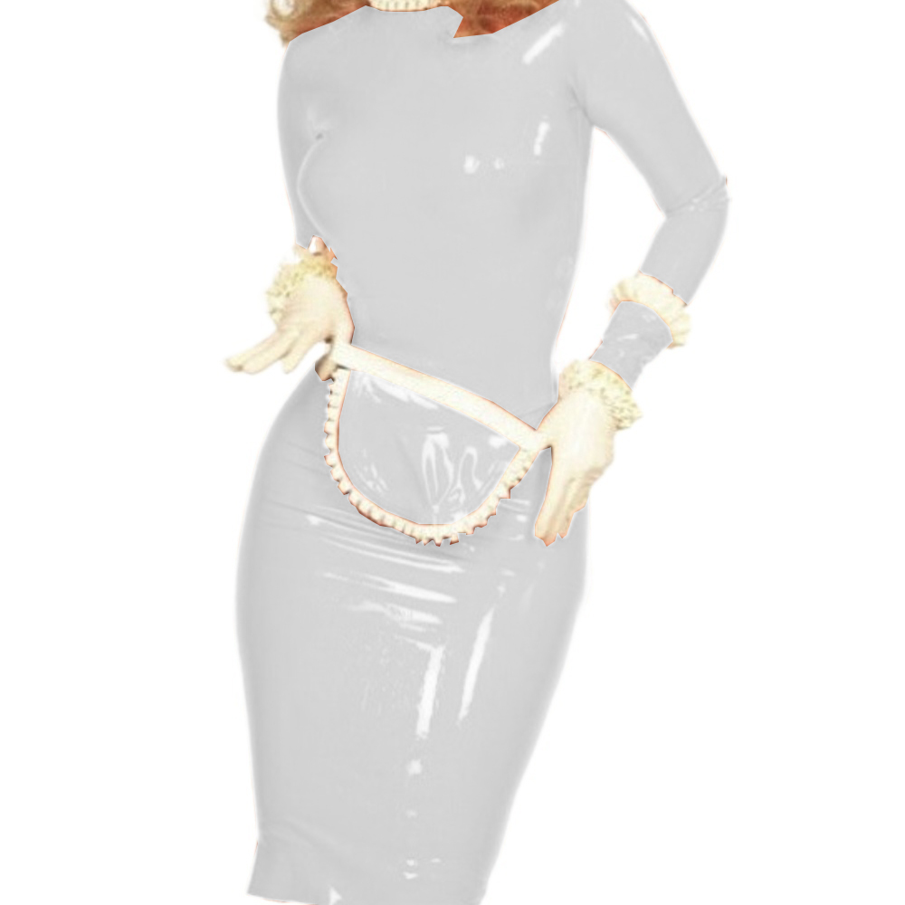 High Quality PVC Bodycon Midi Dress Vinyl Ruffles Slim Office Lady ...