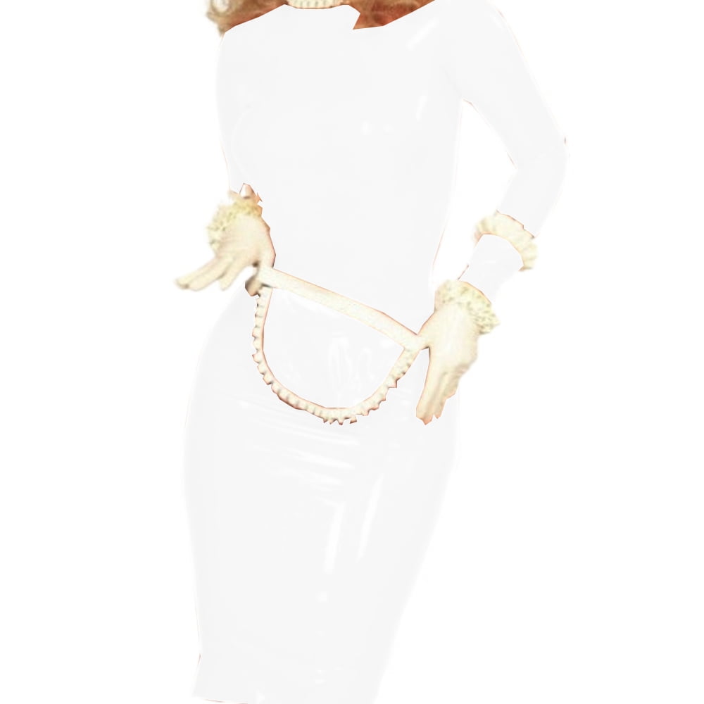 High Quality PVC Bodycon Midi Dress Vinyl Ruffles Slim Office Lady ...