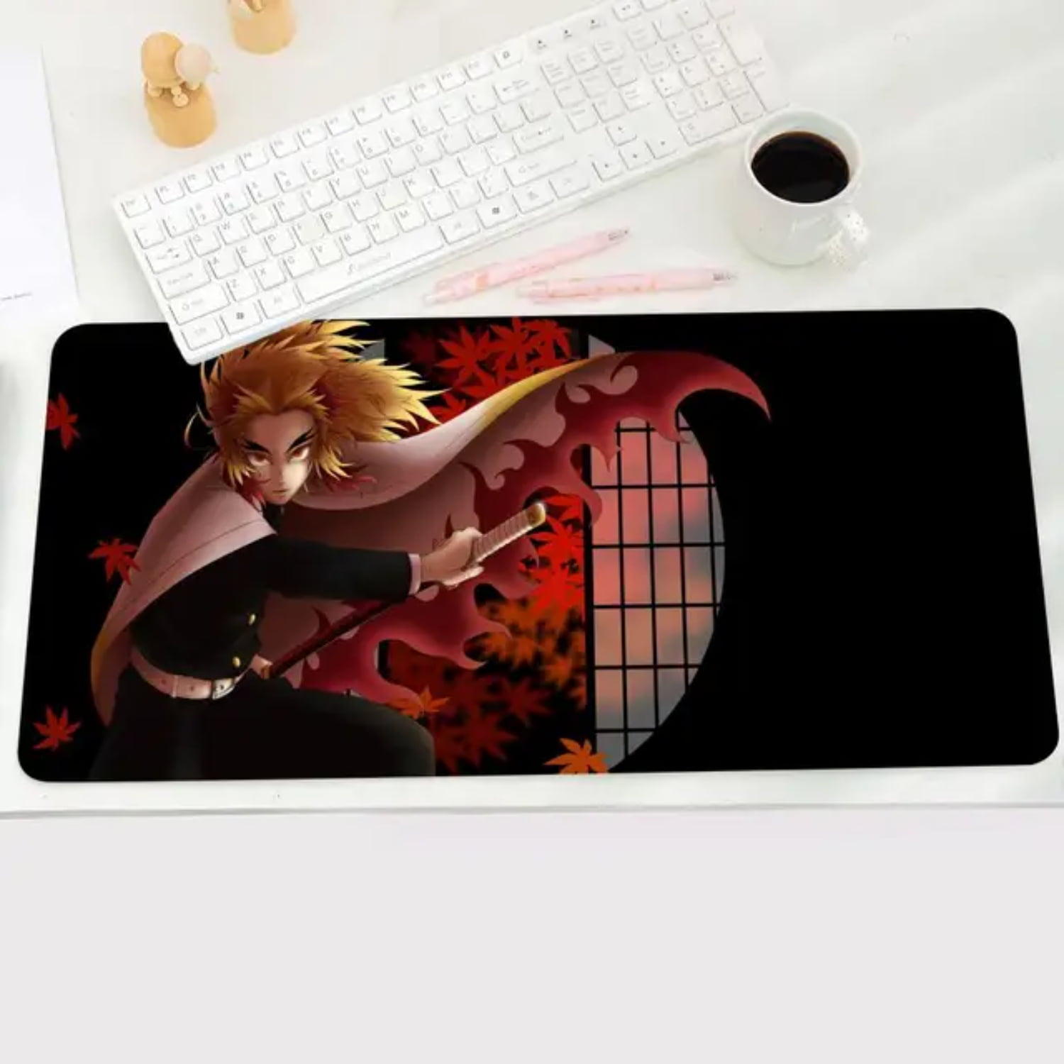 High-Quality Premium Luxury Large Demon Slayer Kyojuro Anime Desk Mat ...
