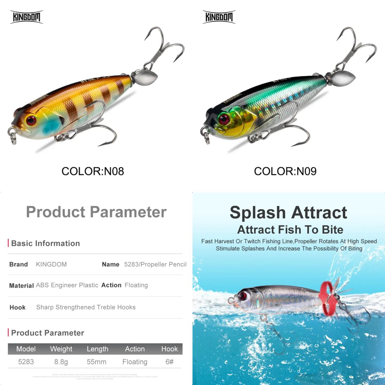 High-Quality Propeller Pencil Bait Fishing Lure for Topwater Action ...