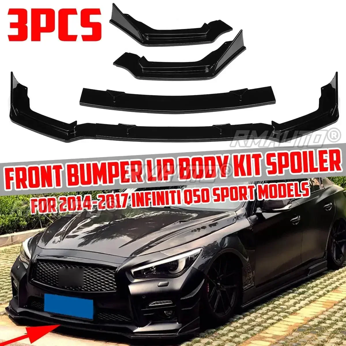 High Quality Q50 Car Front Bumper Lip Spoiler Splitter Lip Diffuser ...