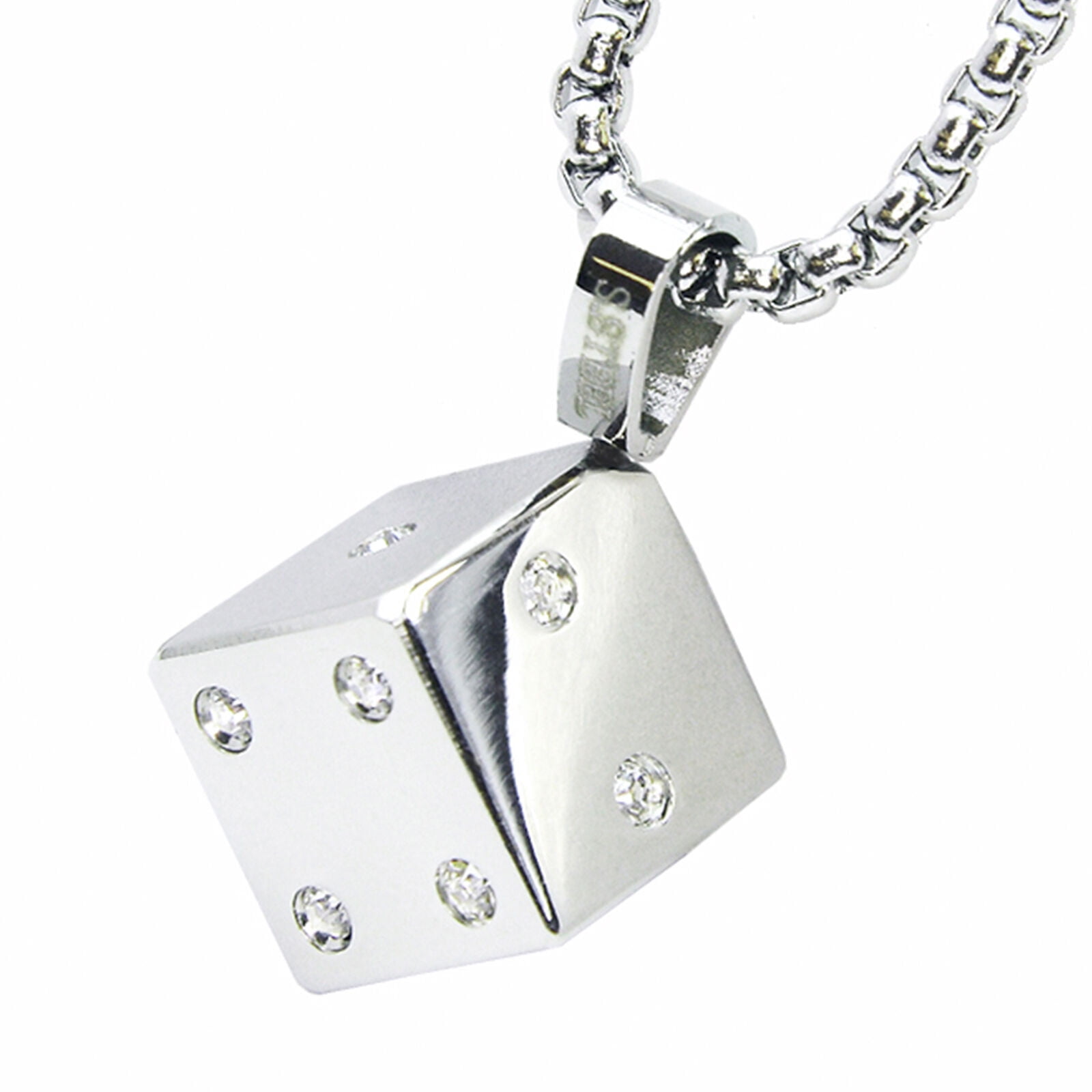 High Quality Silver Plated Hip Hop Iced Jewelry Stainless Steel 3D Dice ...