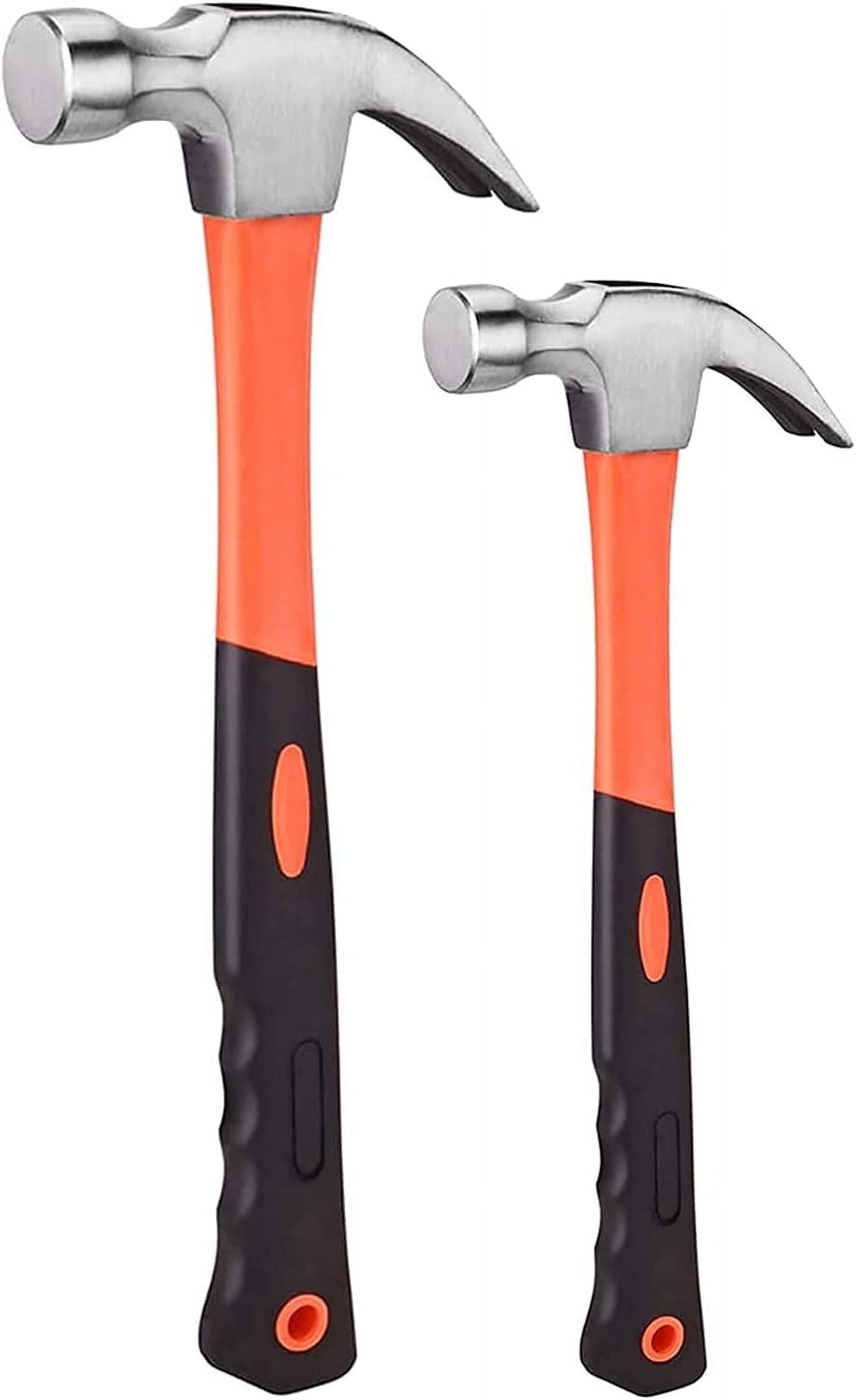 High-Quality Steel Claw Hammers, Set Of 2, With Shock Absorbing Grip ...