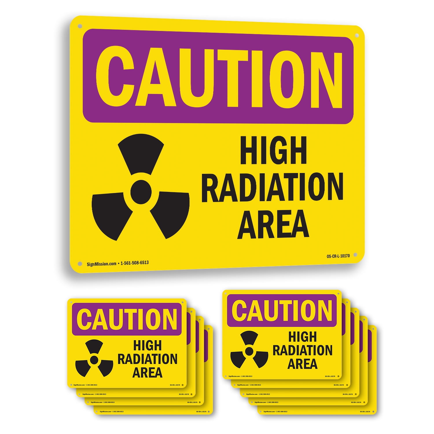 High Radiation Area OSHA Caution Radiation Aluminum Sign 18 Inch x 12 ...