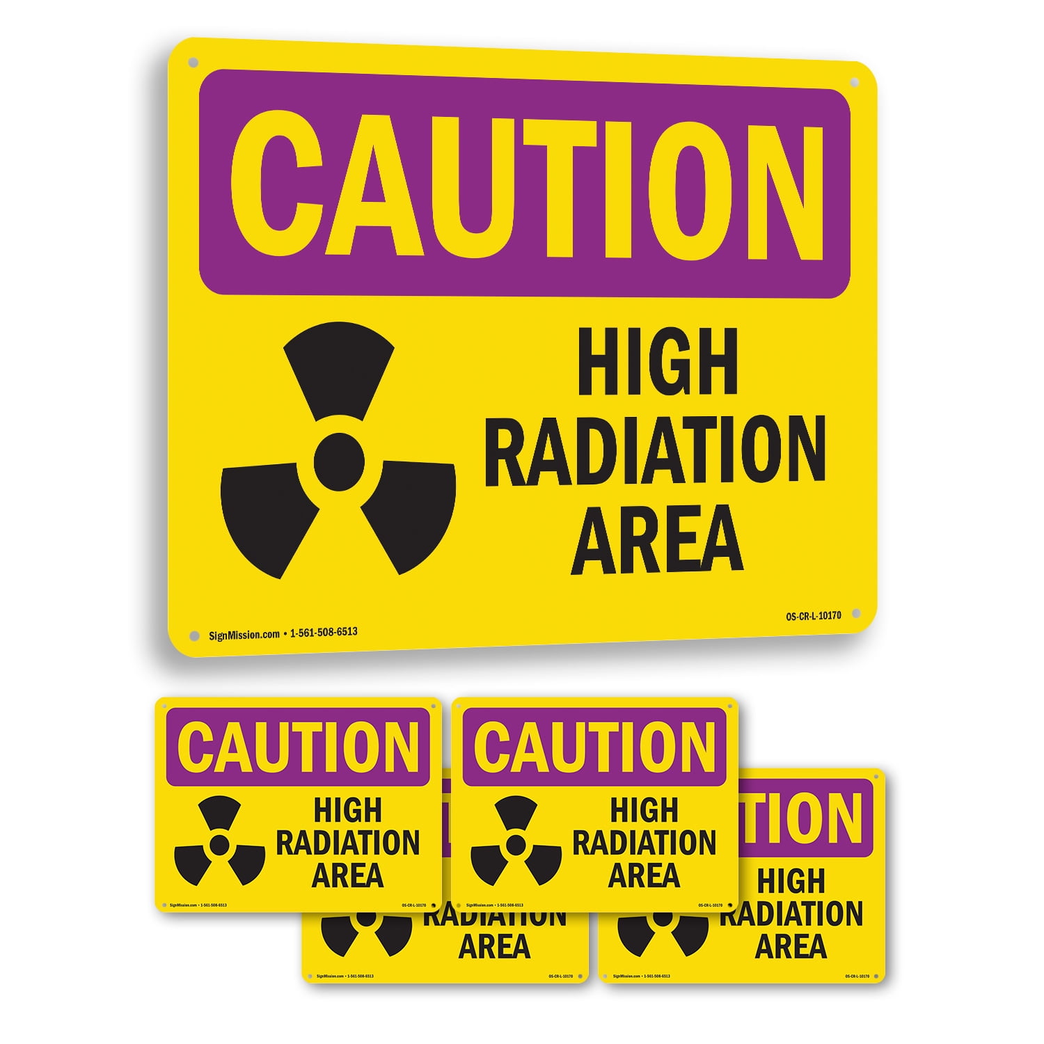 High Radiation Area OSHA Caution Radiation Aluminum Sign 24 Inch x 18 ...