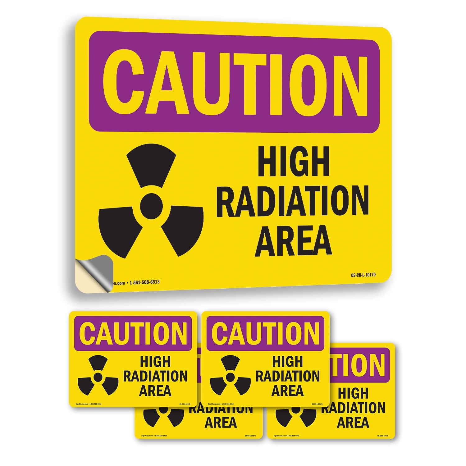High Radiation Area OSHA Caution Radiation Vinyl Decal Label 5 Inch x 3 ...