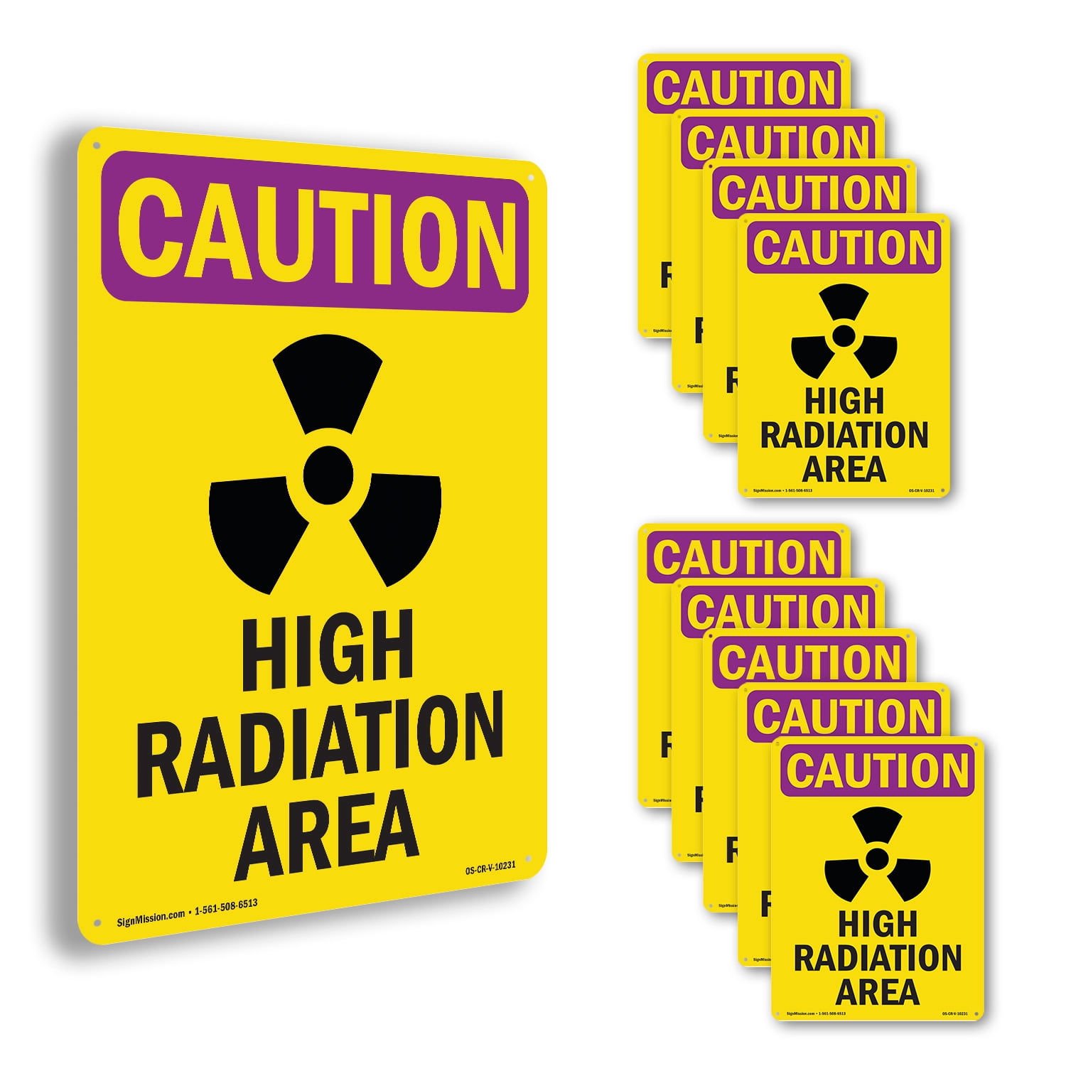 High Radiation Area With Symbol OSHA Caution Radiation Aluminum Sign 18 ...