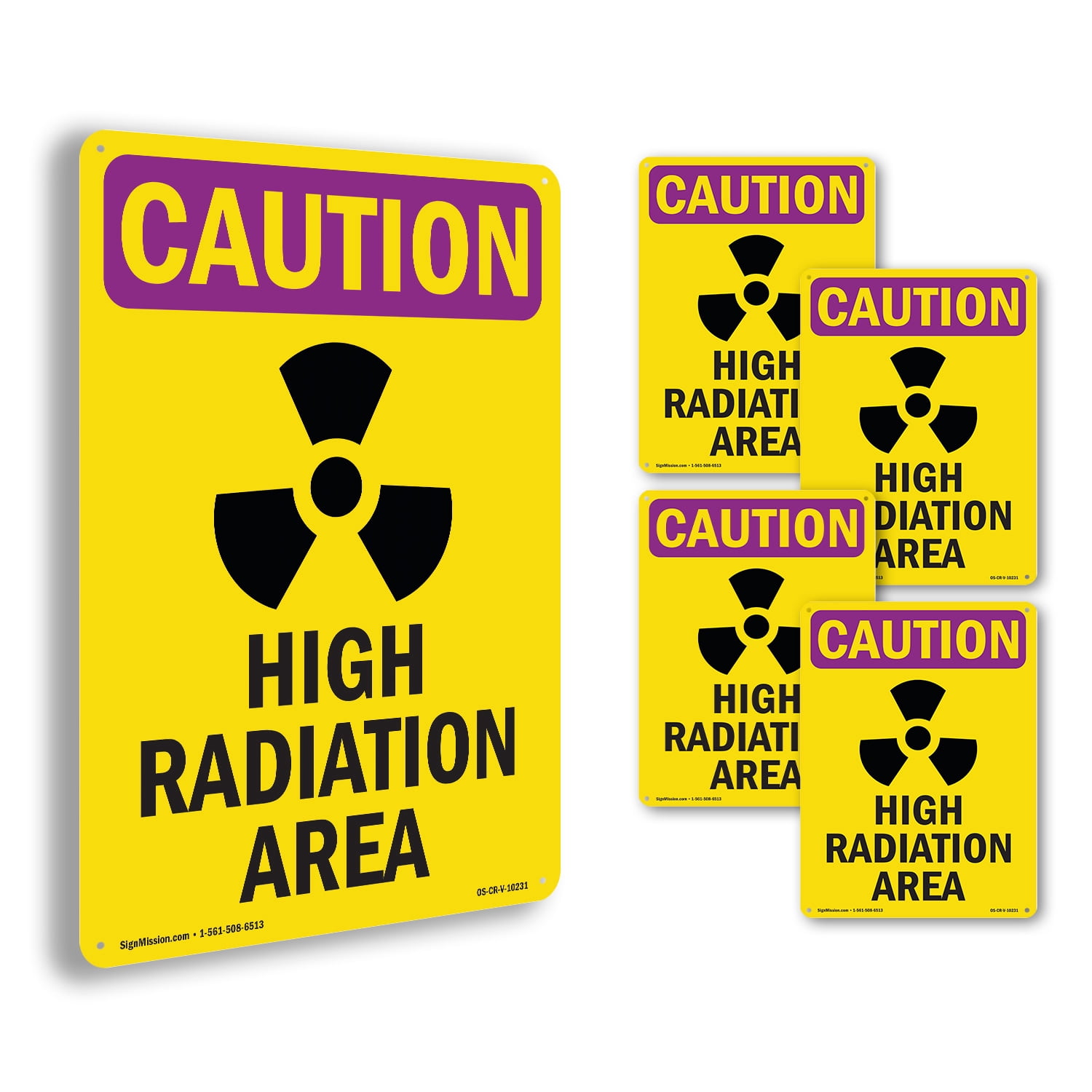 High Radiation Area With Symbol OSHA Caution Radiation Aluminum Sign 24 ...