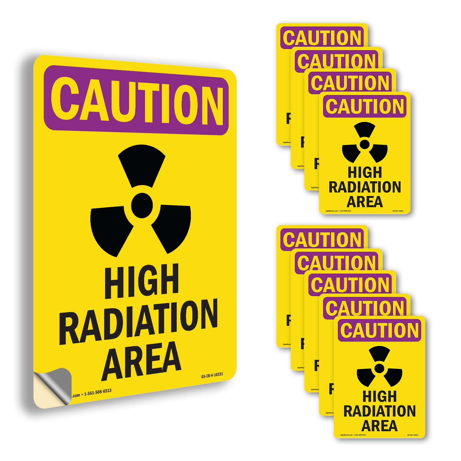 High Radiation Area With Symbol OSHA Caution Radiation Vinyl Decal ...