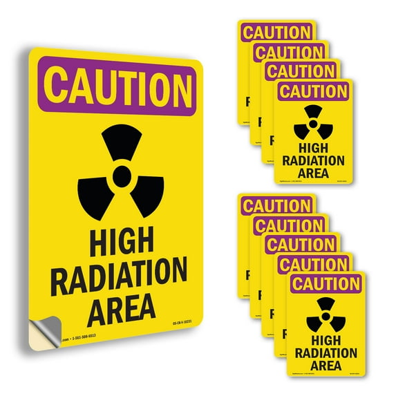 High Radiation Area With Symbol OSHA Caution Radiation Vinyl Decal ...