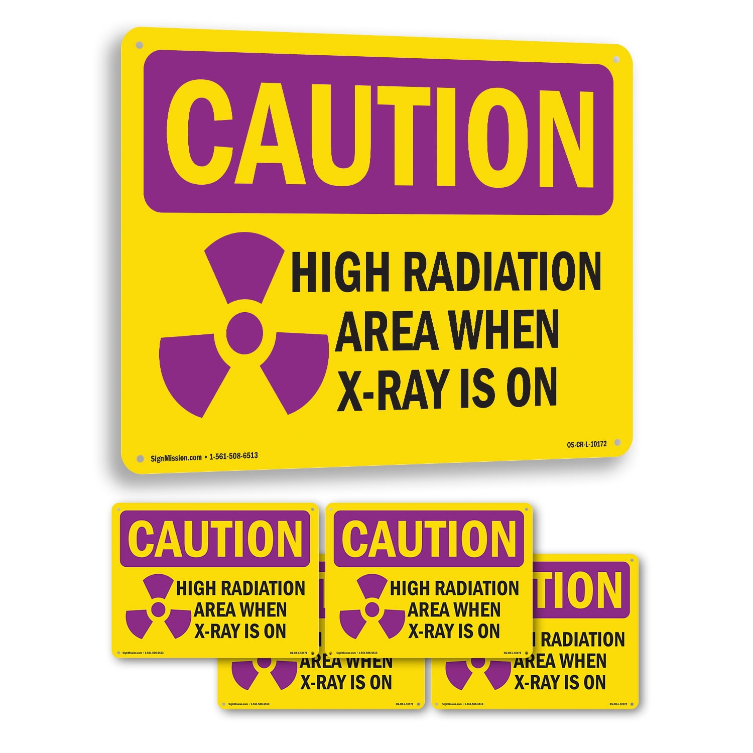 High Radiation Area X OSHA Caution Radiation Rigid Plastic Sign 14 Inch ...