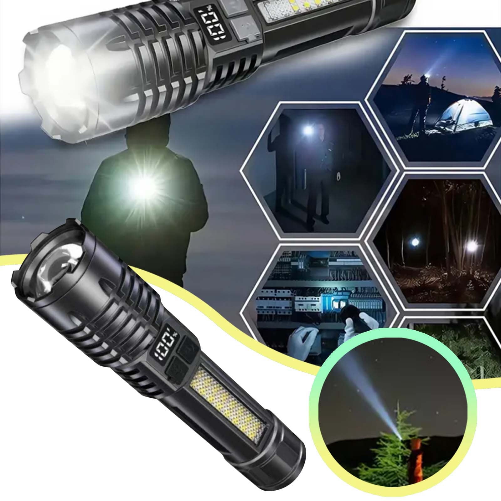 High Rechargeable Flashlight LED Zoomable Focus for Outdoor Adventures ...