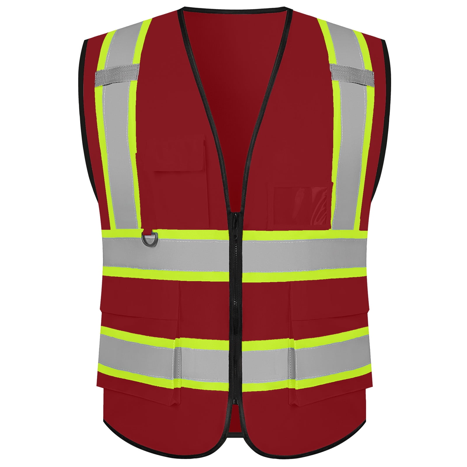 High Reflective Vest Class 2 Safety Vests with 5 Pockets Zipper High ...