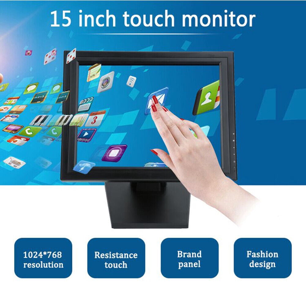 High Res 15" LCD Touch Screen Monitor Kit VGA Stand Touch Screen POS ...