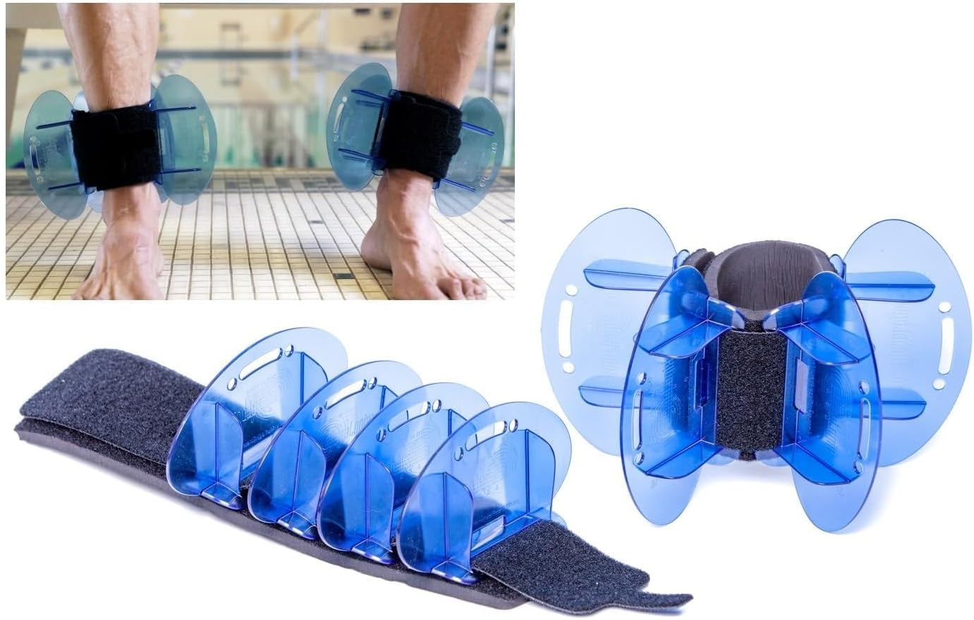 High Resistance Hybri Aquatic Exercise Fin Set - Blue | Aquatic Cuffs ...