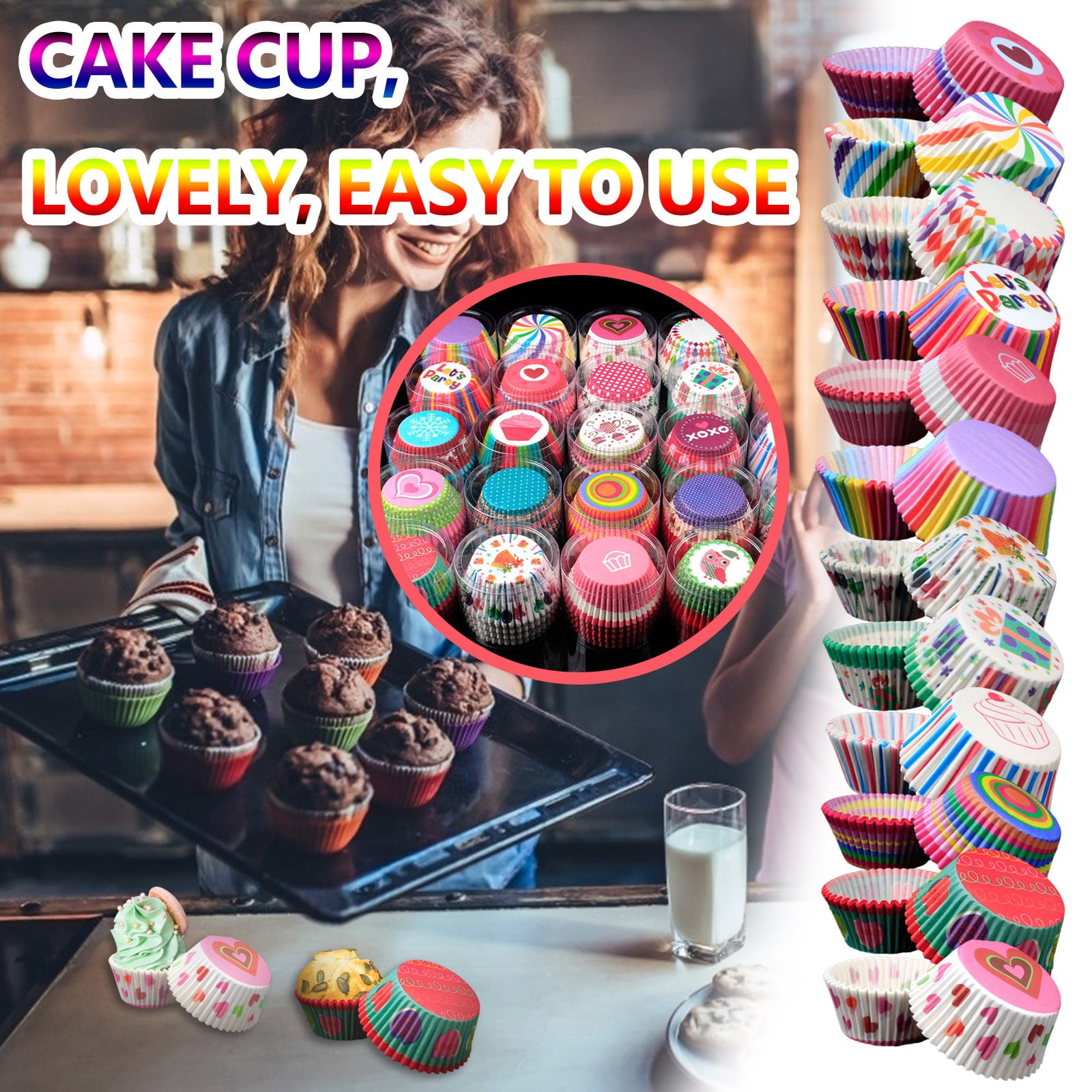 Bksdlh High resistance Cake Paper Cups, Oil proof Baking Utensils, Heat ...