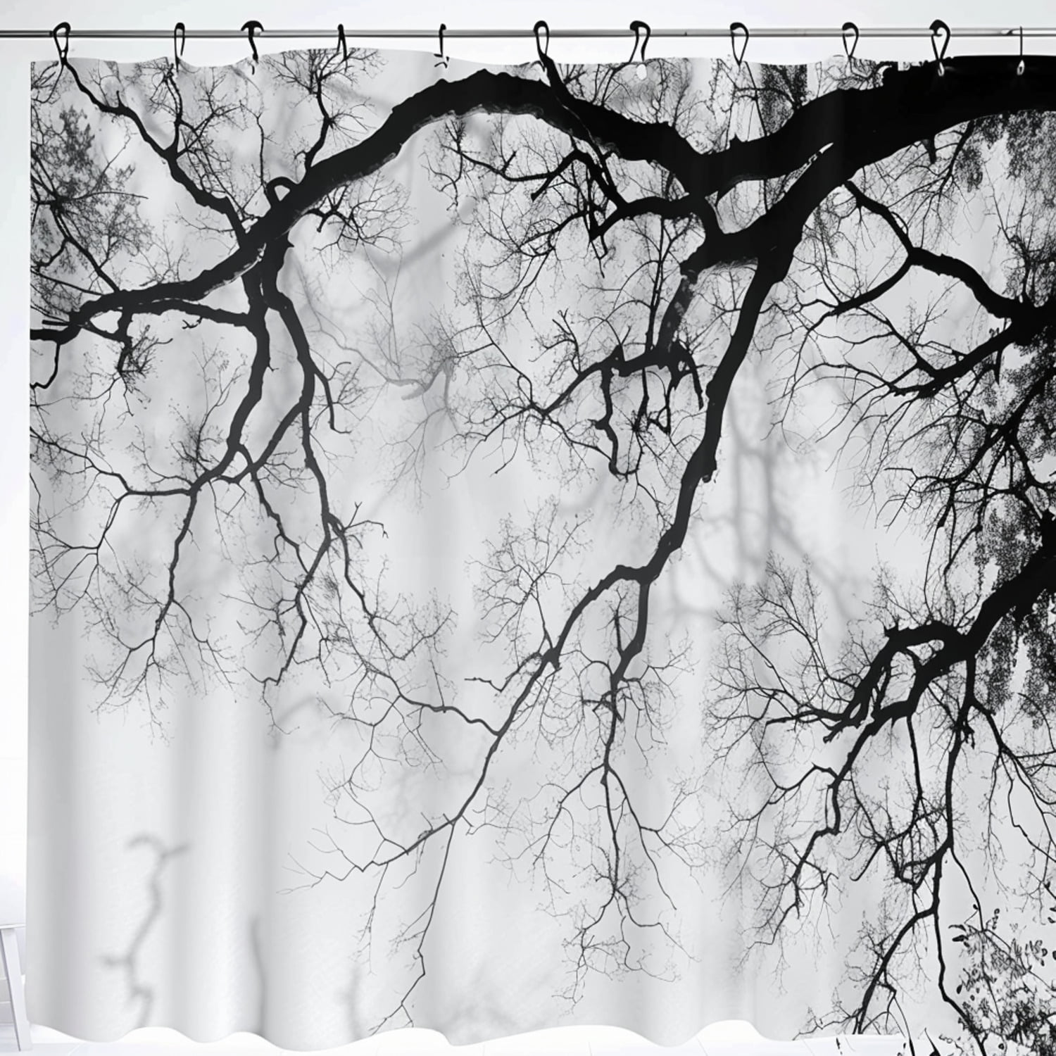 High-Resolution Nature Photography Shower Curtain Tree Branch Shadows ...