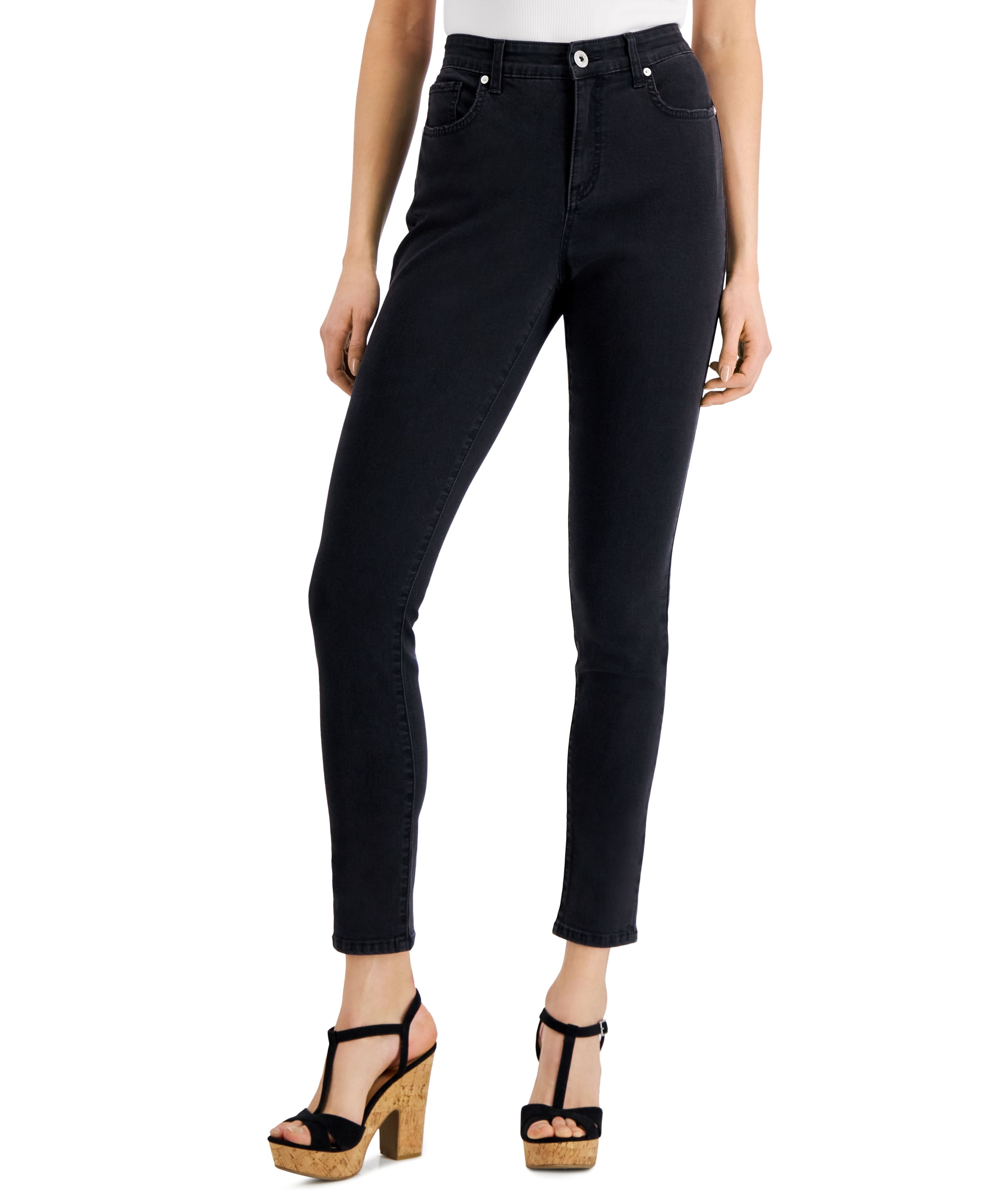 High Rise Curvy Skinny Jeans Washed Black 4 - Walmart.com