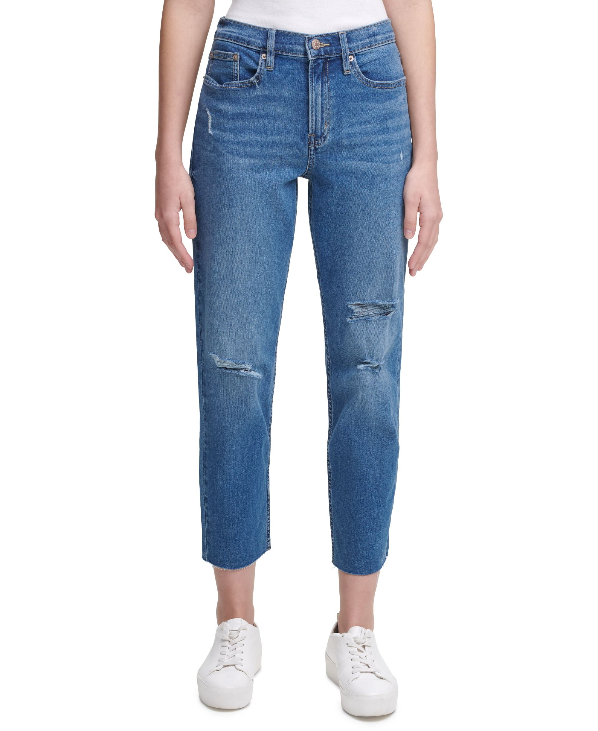 High-Rise Distressed Ankle Jeans Montego 24 - Walmart.com
