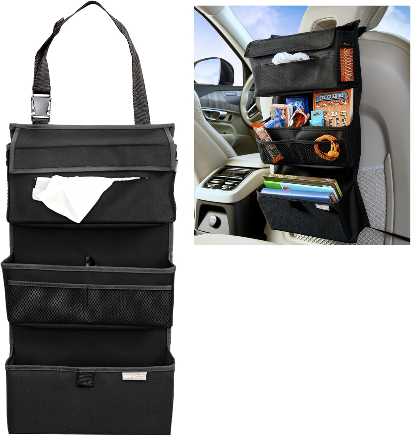 High Road Car Back Seat Organizer with Tissue Box Holder, Seatback ...