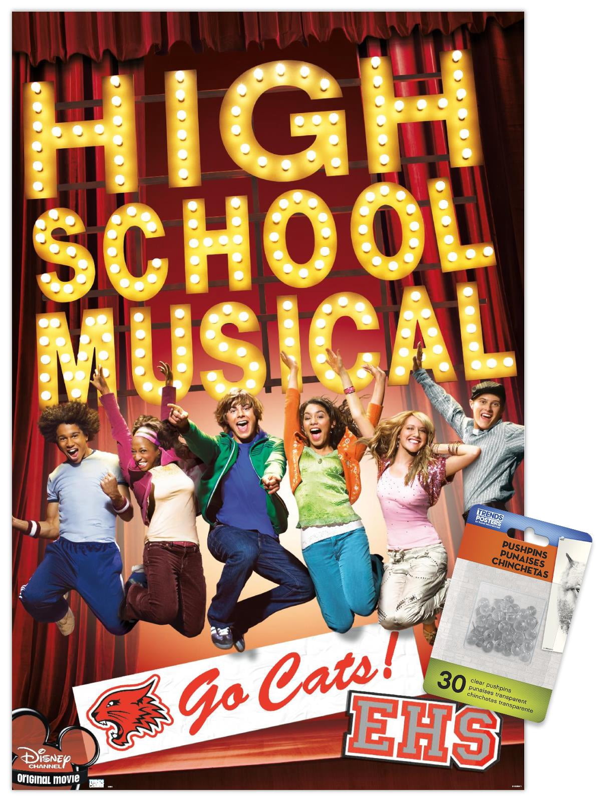 High School Musical - Go Cats! Wall Poster with Push Pins, 14.725" x 22 ...
