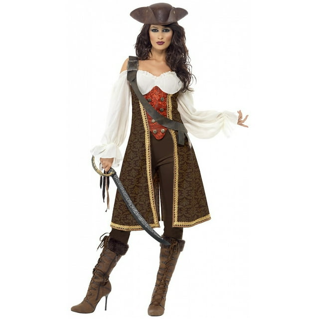 High Seas Pirate Wench Costume Adult Brown White Small Female Fancy ...