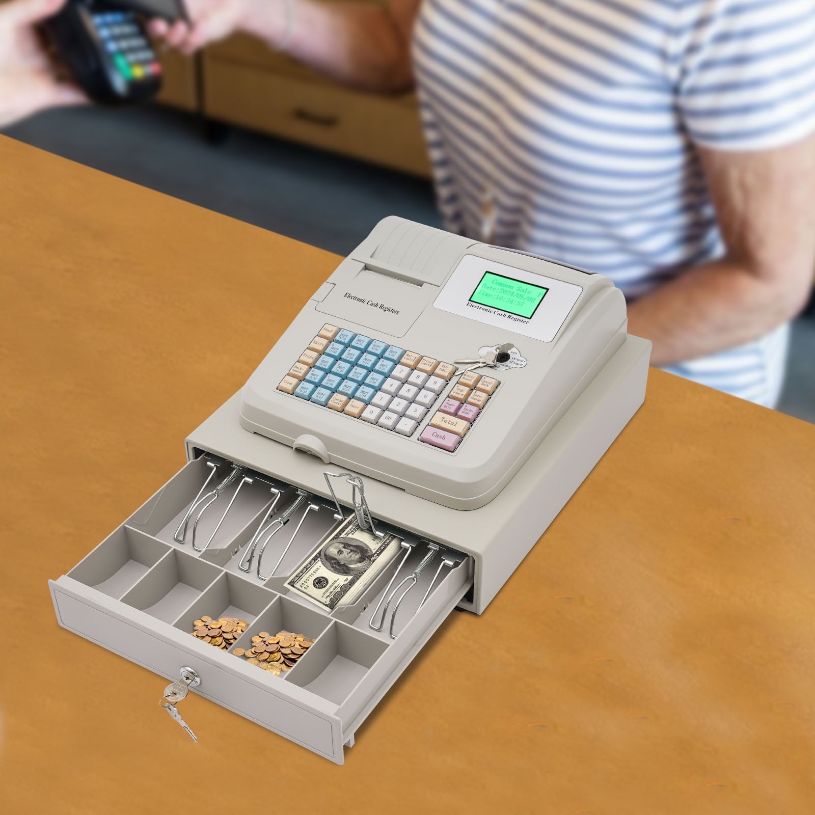 High-Security Electronic Cash Register with Thermal Printer, UV Bill ...