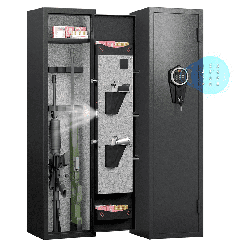 High-Security Steel Rifle Cabinet - 3-4 Gun Capacity, Electronic Lock ...