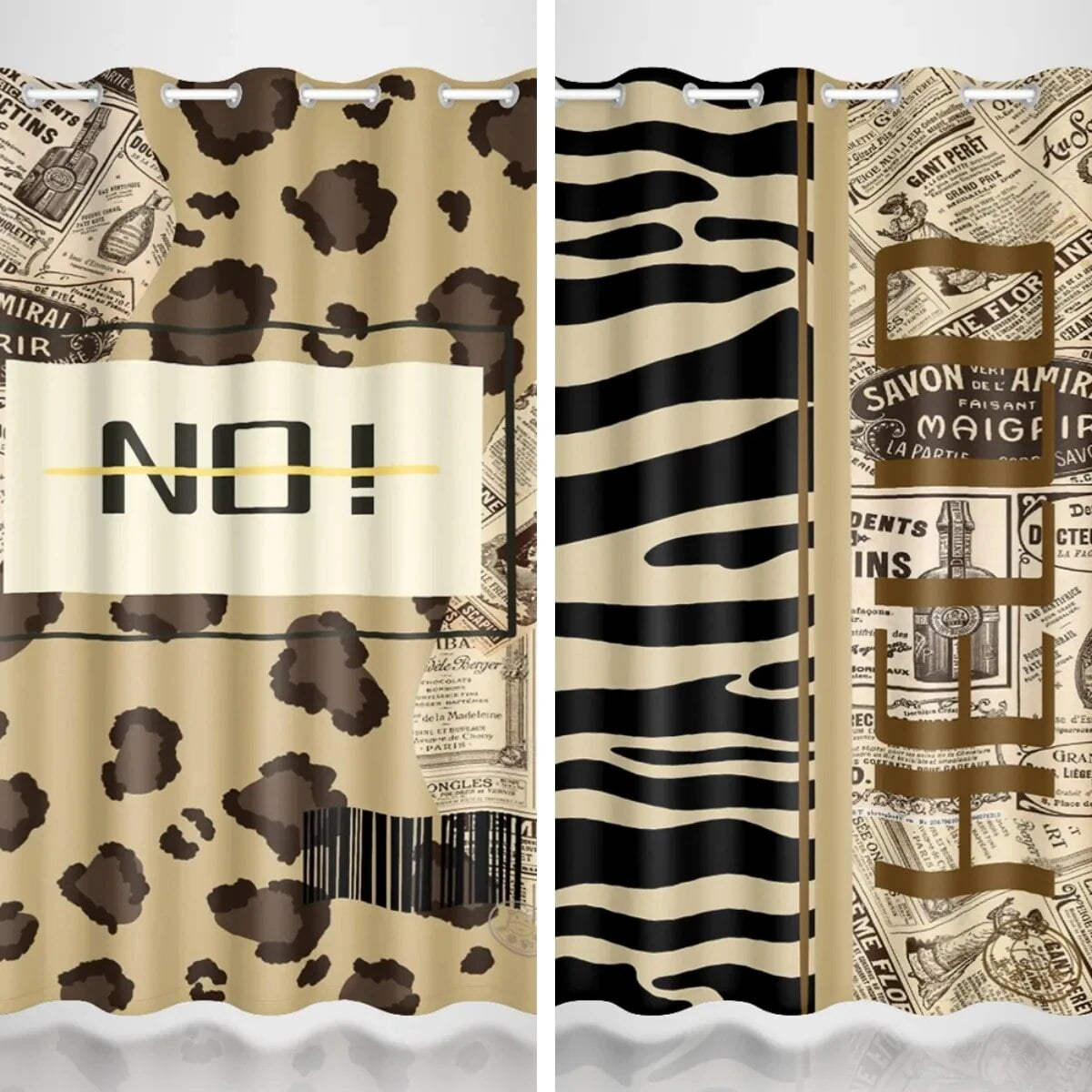 High Shading Print Zebra Cow Print Curtain Bedroom Balcony Floor-to ...