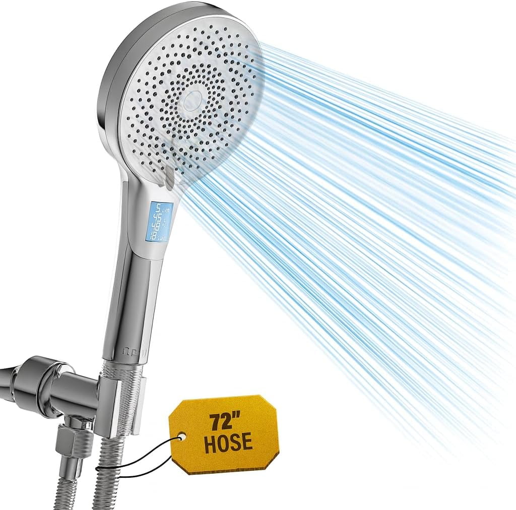High Shower with Stainless Hose & Adjustable Bracket - 3-mode Handheld ...